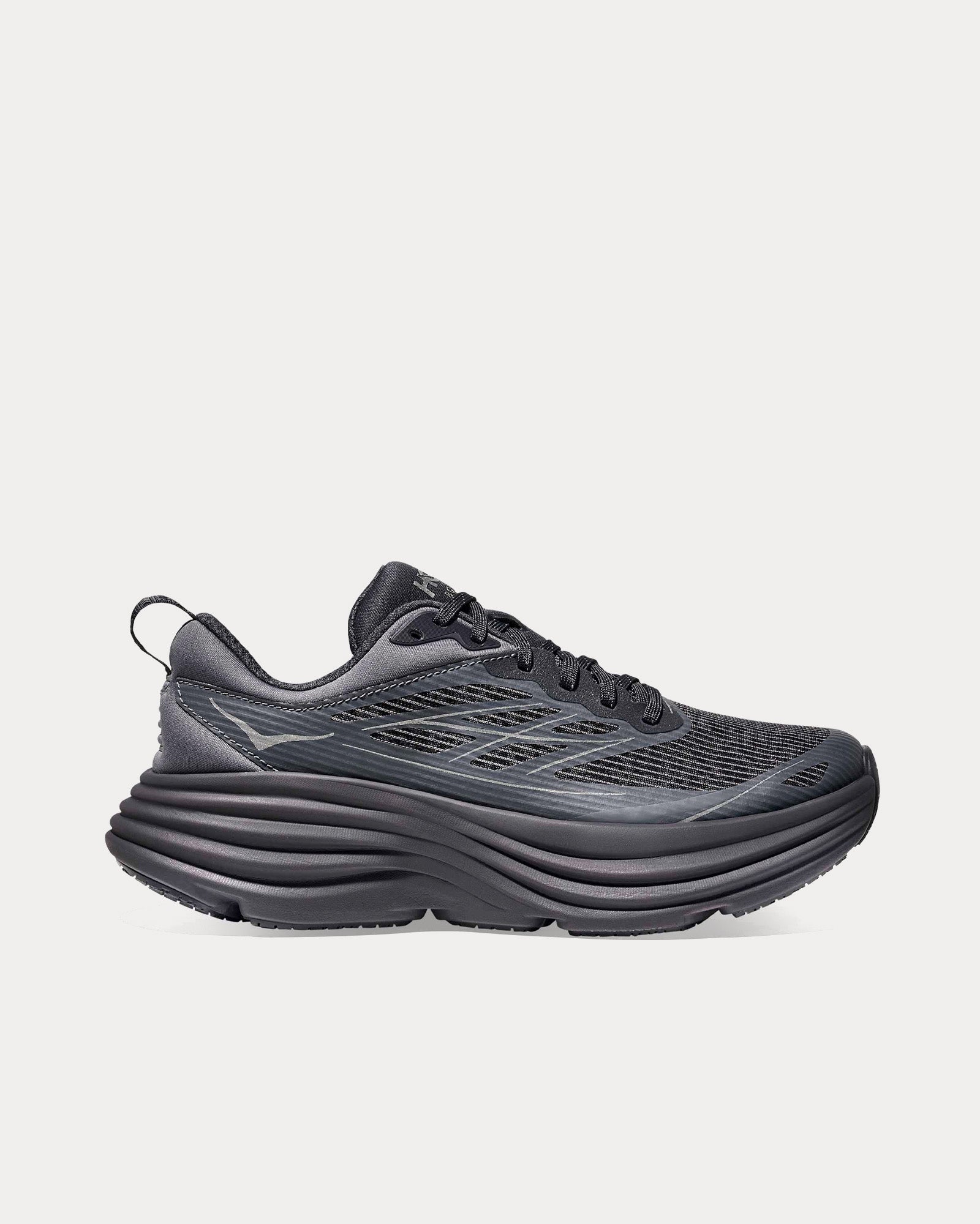 HOKA Unisex Stealth/Tech Bondi 8 Caged Charcoal / Grey Skies Running Shoes