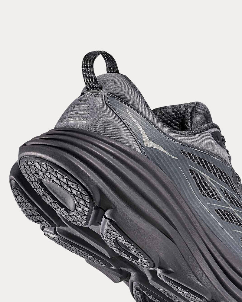 HOKA Unisex Stealth/Tech Bondi 8 Caged Charcoal / Grey Skies Running Shoes
