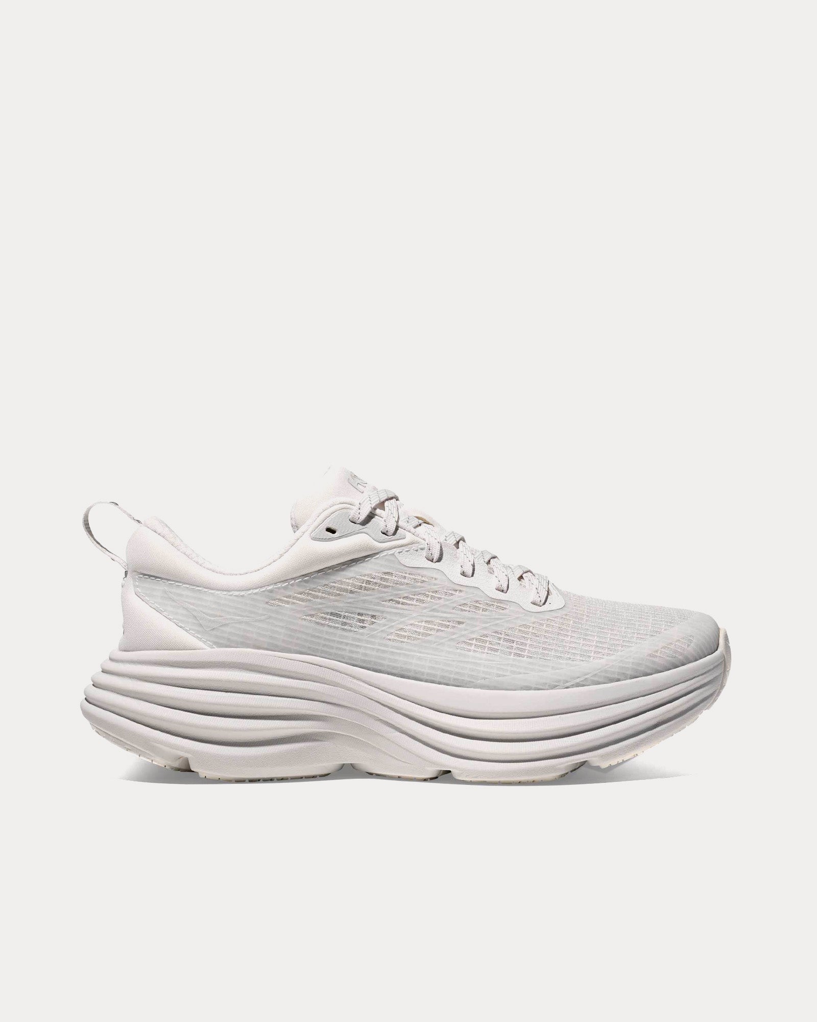 HOKA Unisex Stealth/Tech Bondi 8 Caged White / Cosmic Grey Running Shoes