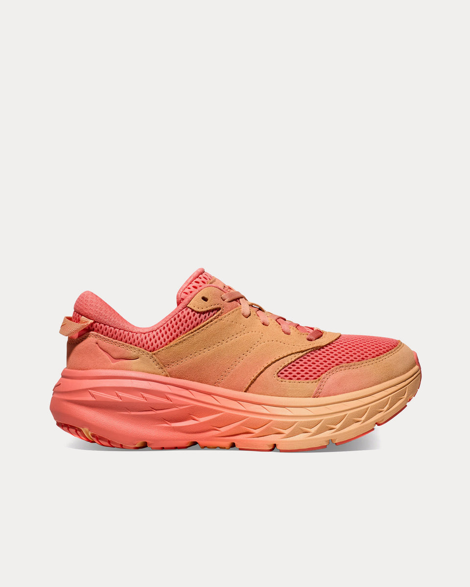 Hoka Bondi L 'Vibrant Bloom' Cantaloupe / Electric Coral Running Shoes ...