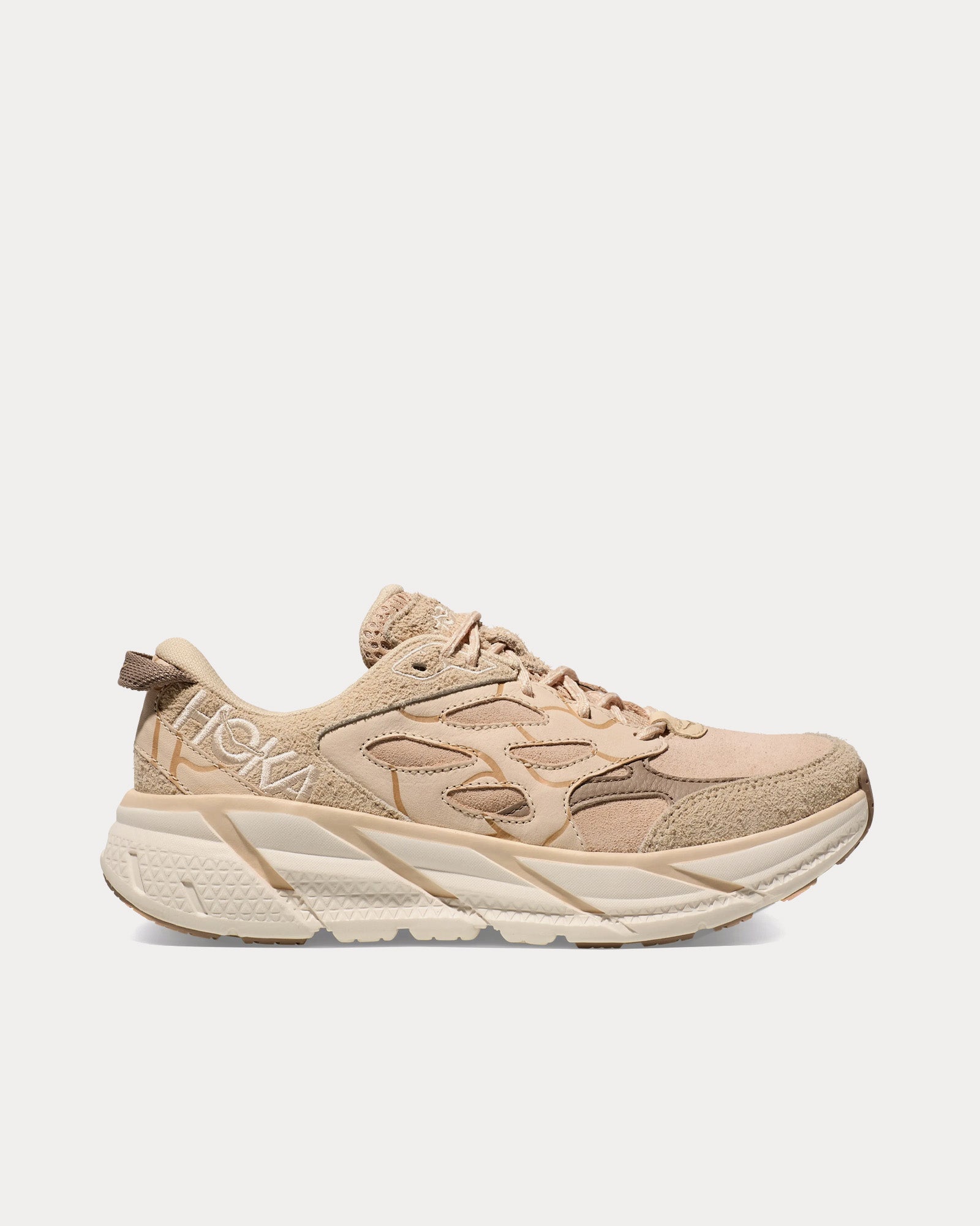 HOKA Unisex Elite Terrain System Clifton L Suede Oak / Sand / Alabaster ...