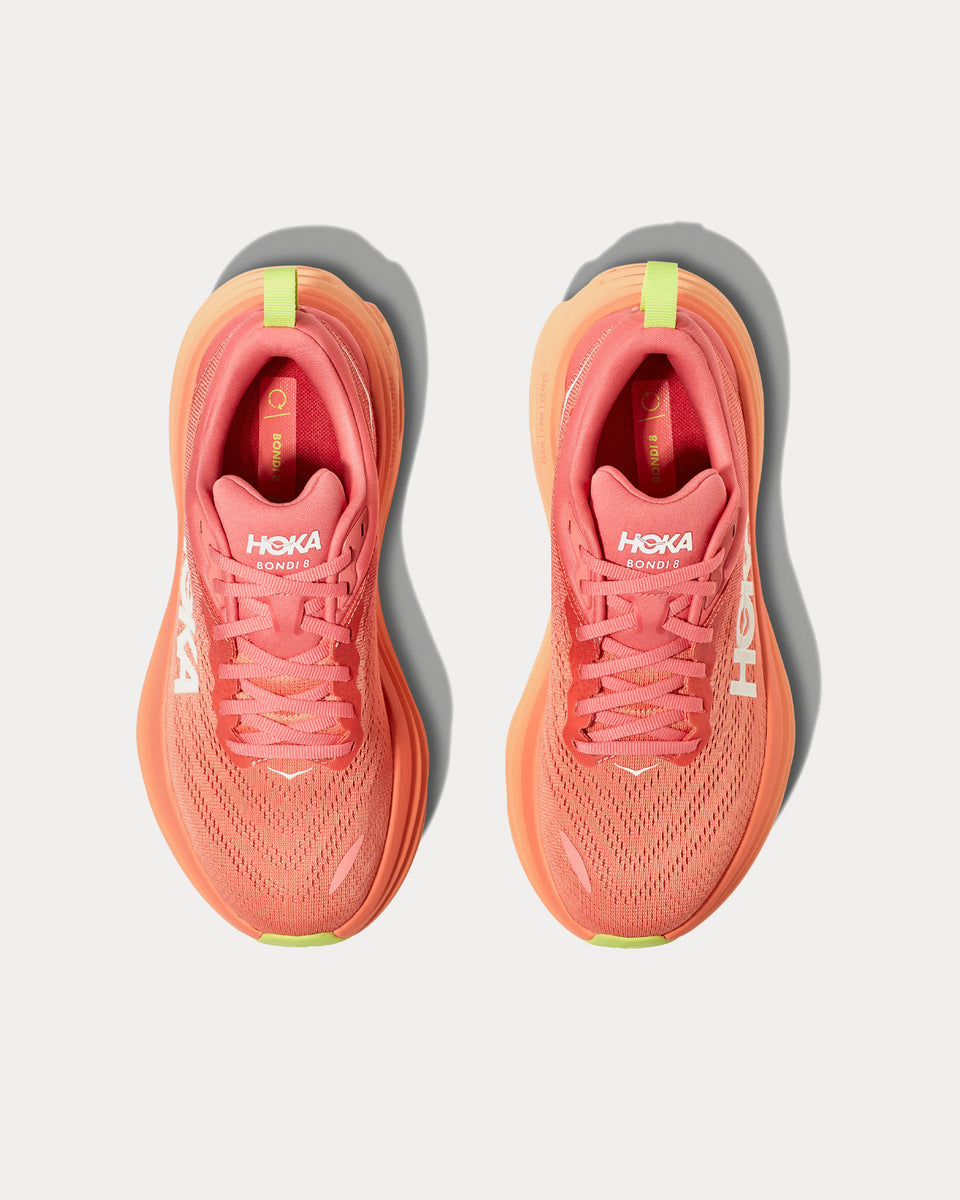 Hoka Bondi 8 Coral / Papaya Running Shoes - Sneak in Peace