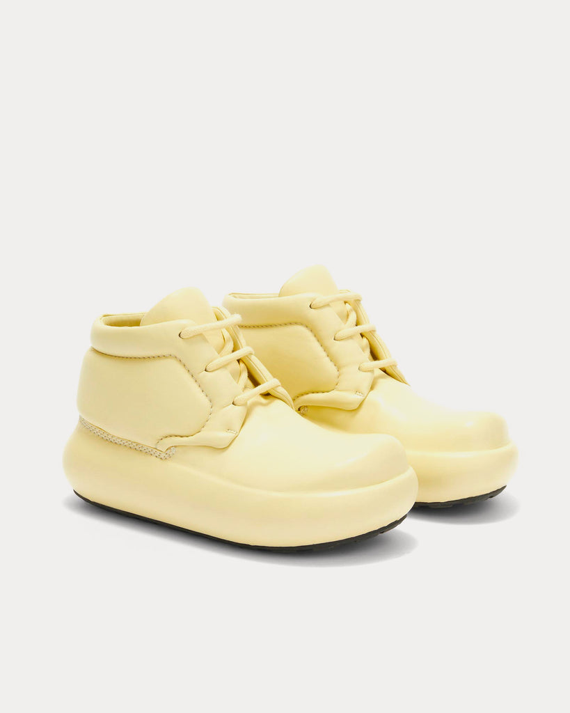 Jil Sander Padded Lace-Up Leather Black Yellow High Top Sneakers ...