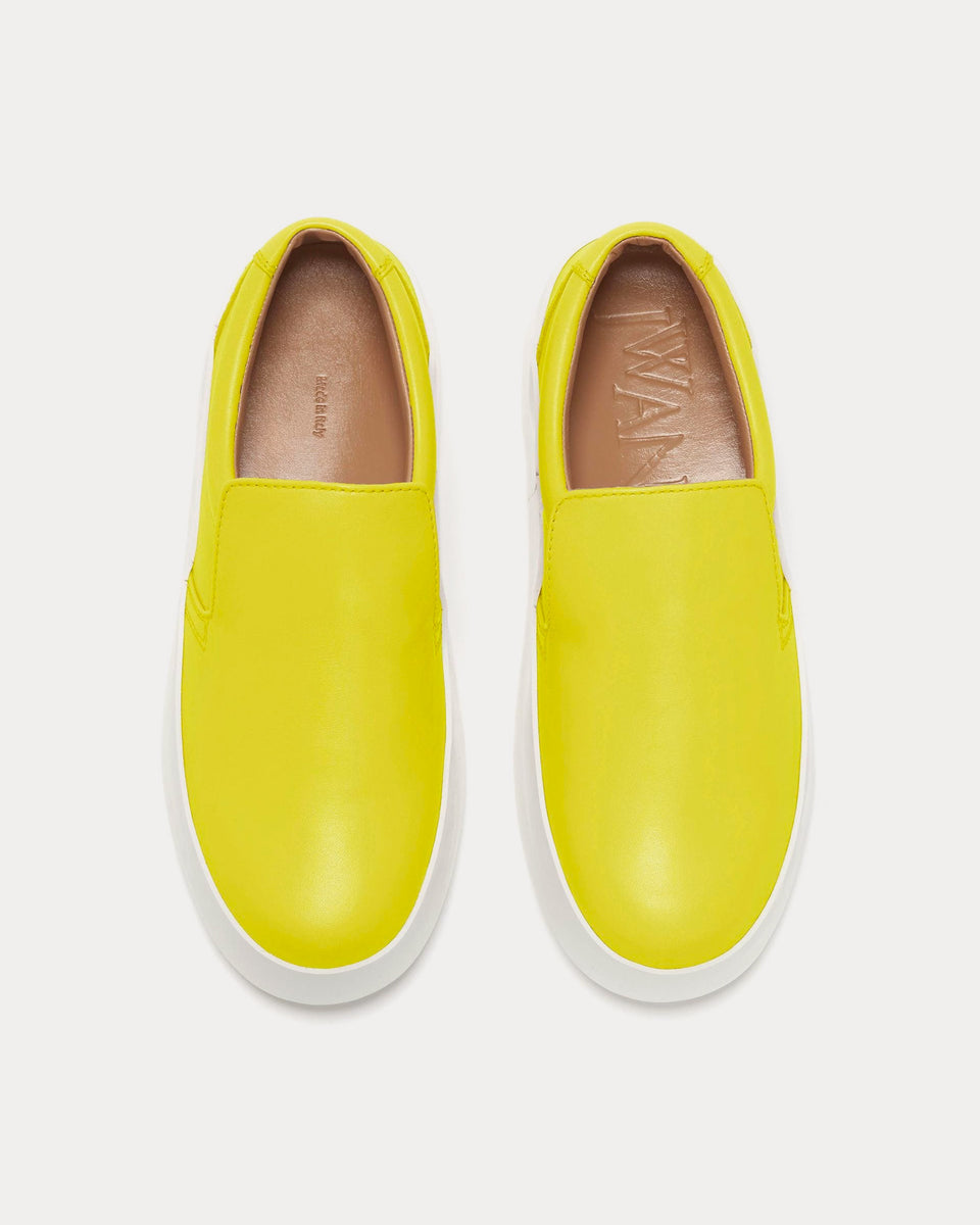 JW Anderson Smooth Leather Fluro Yellow Slip On Sneakers - Sneak in Peace