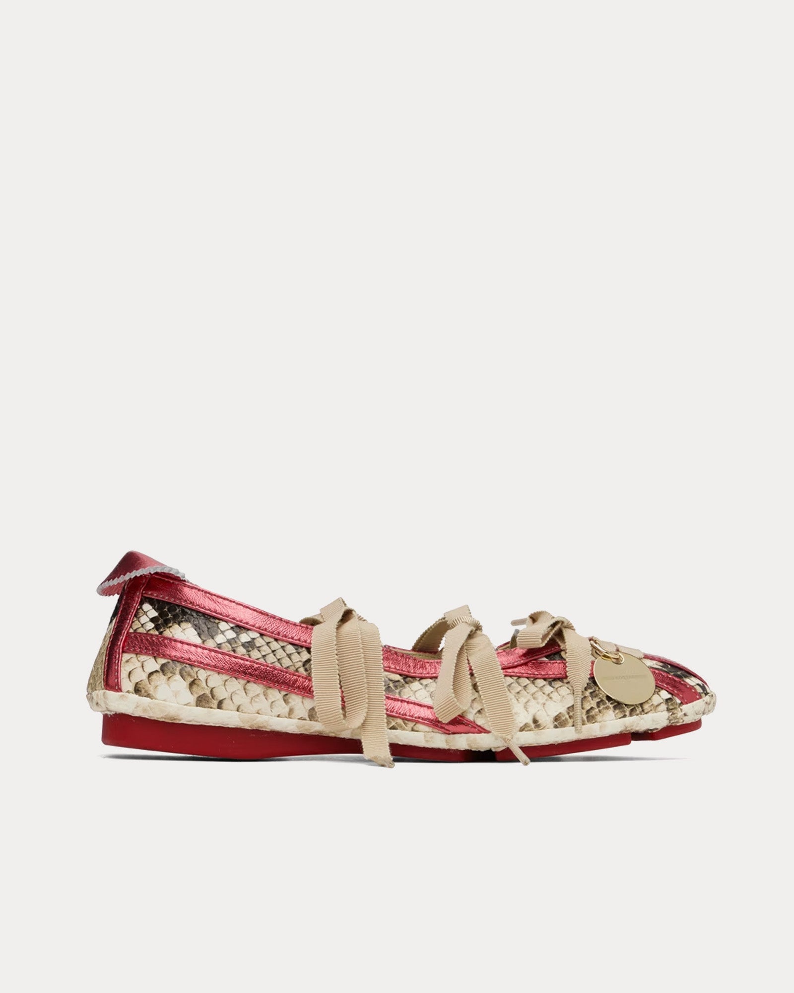 Kiko Kostadinov Women's Lella Hybrid Ballerina Ivory Python / Fire Red ...