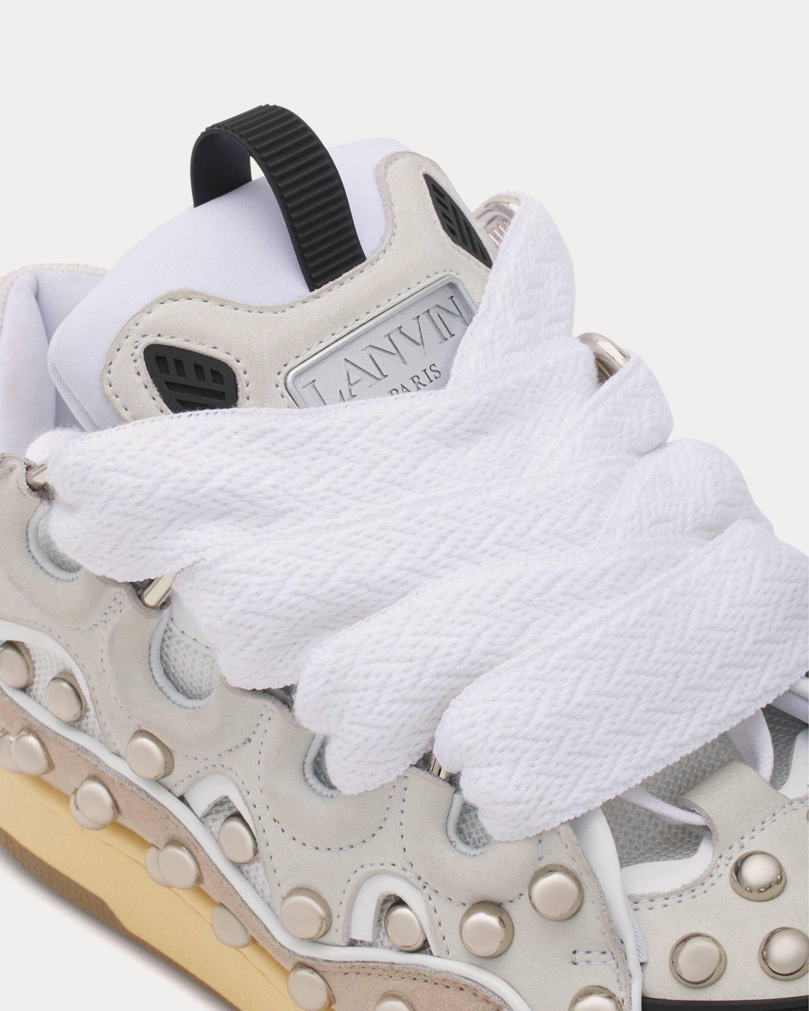 Lanvin Women's Curb Studded Leather White Low Top Sneakers & Trainers