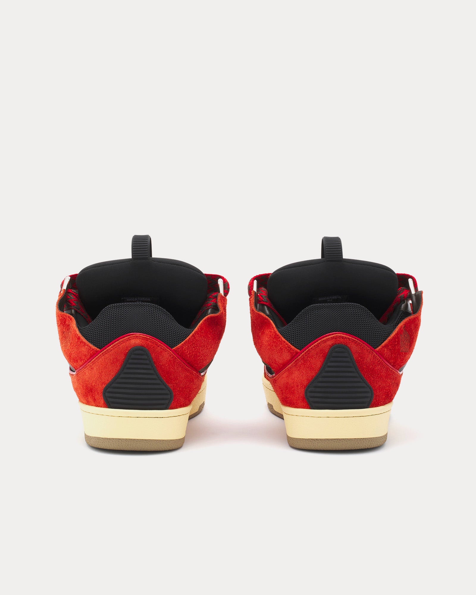 Lanvin Men's Curb Leather Poppy / Red Low Top Sneakers