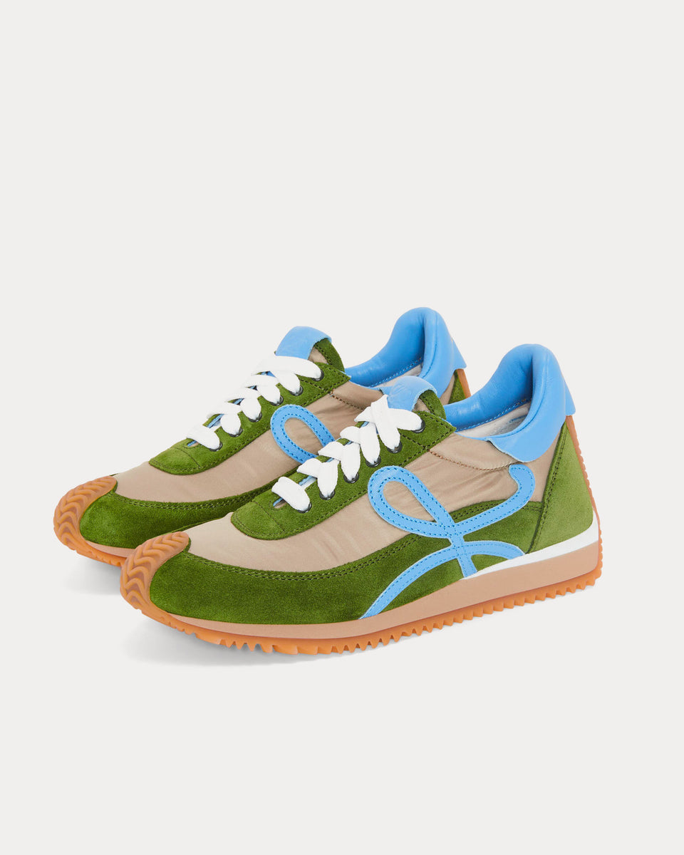 Loewe Flow Runner Nylon & Suede Linen / Light Denim Low Top Sneakers ...