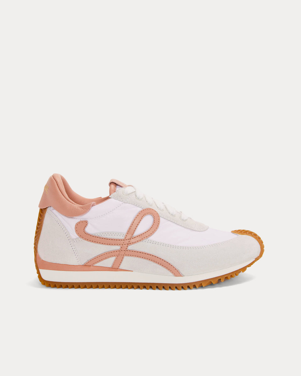 Loewe Flow Runner Nylon & Suede White / Powder Low Top Sneakers - Sneak ...