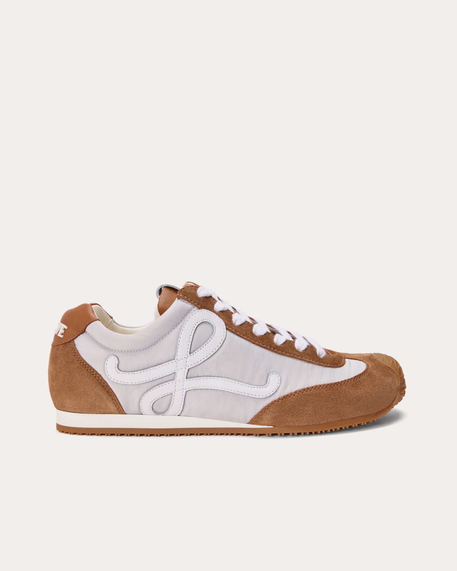 Loewe Women's Ballet Runner 2.0 Nylon & Calfskin Grey / White / Tan Low ...
