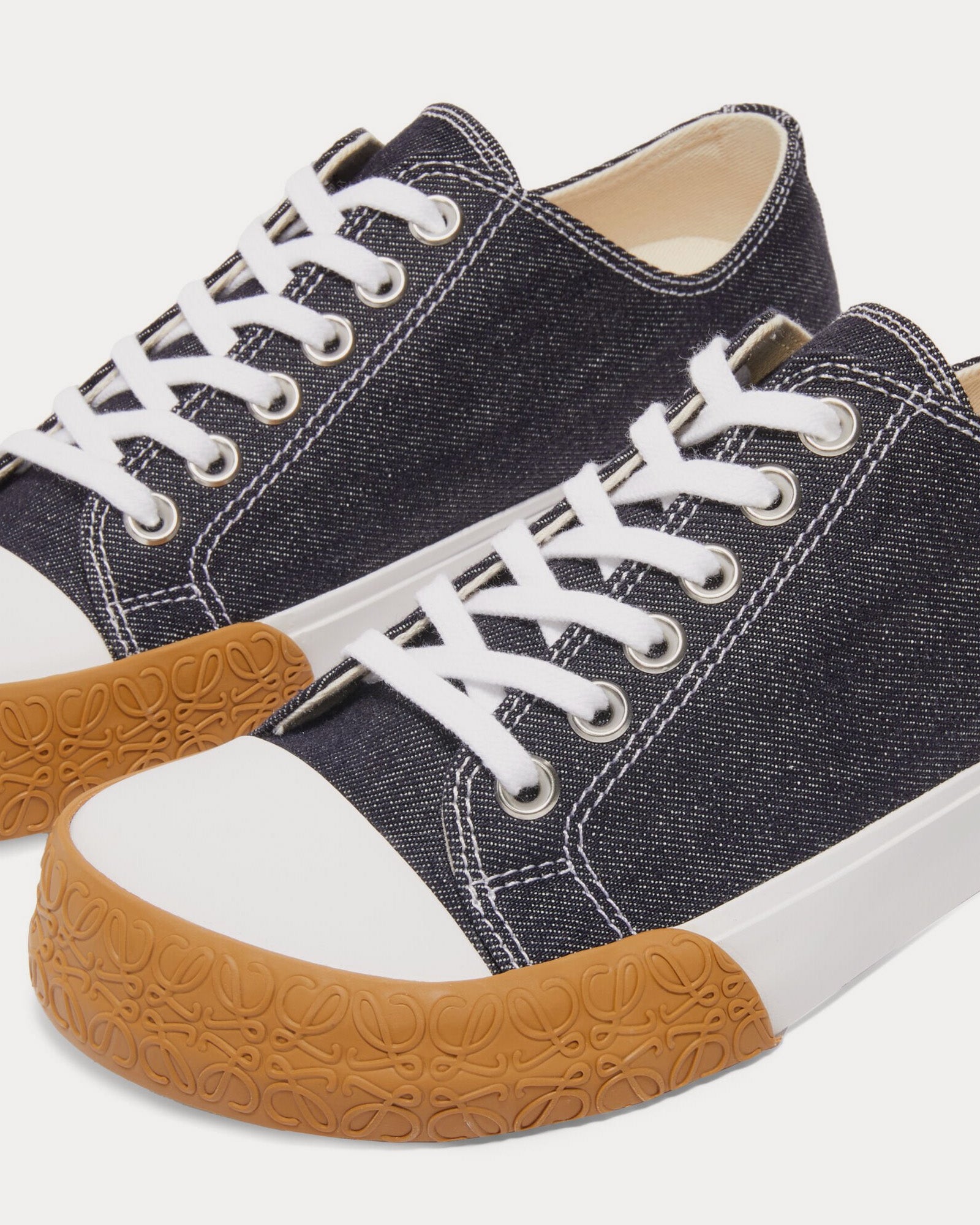 Loewe Men's Bloc Raw Denim Low Top Sneakers