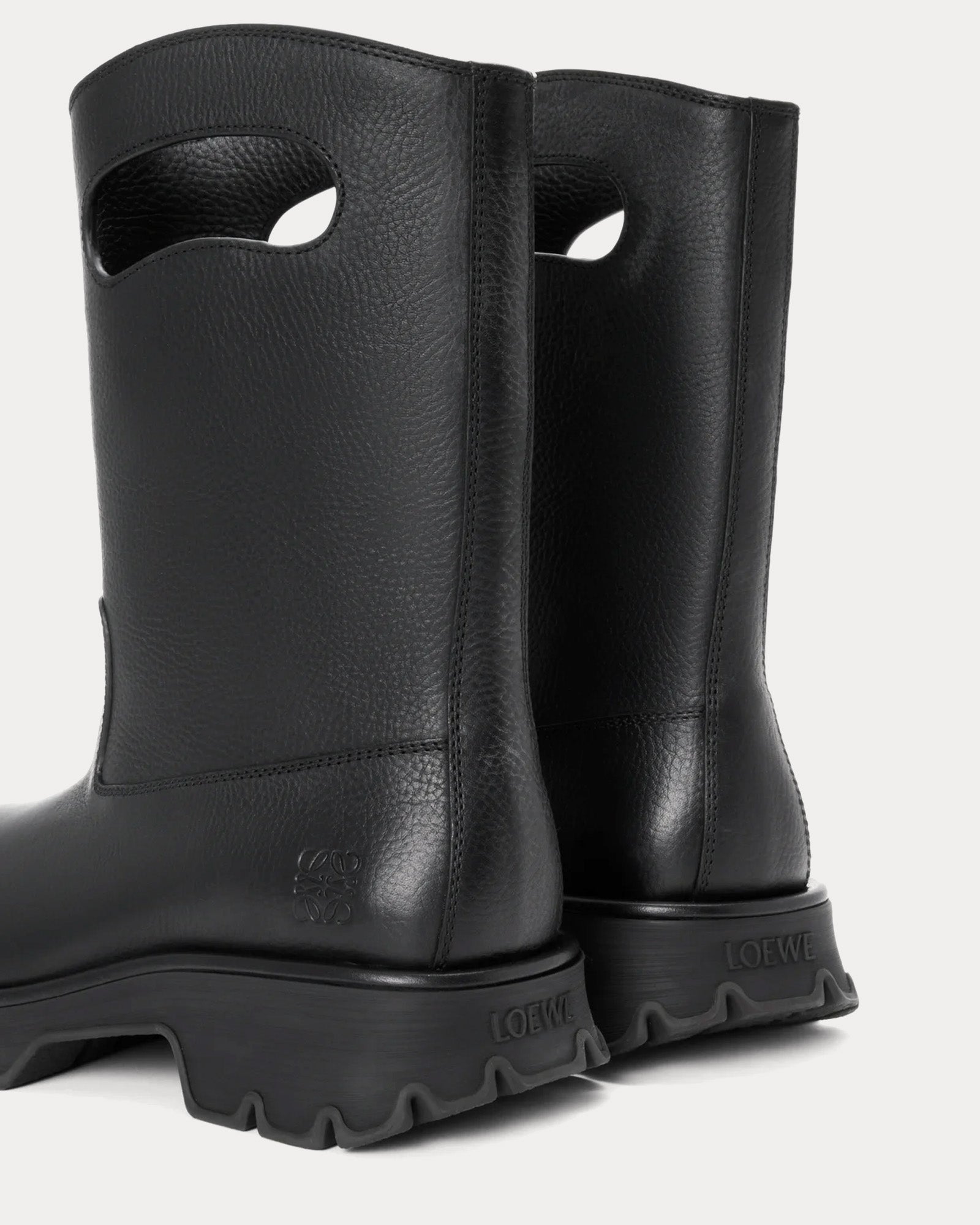 Loewe Men's Bobby Grained Vegetable-Tanned Calfskin Black Boots