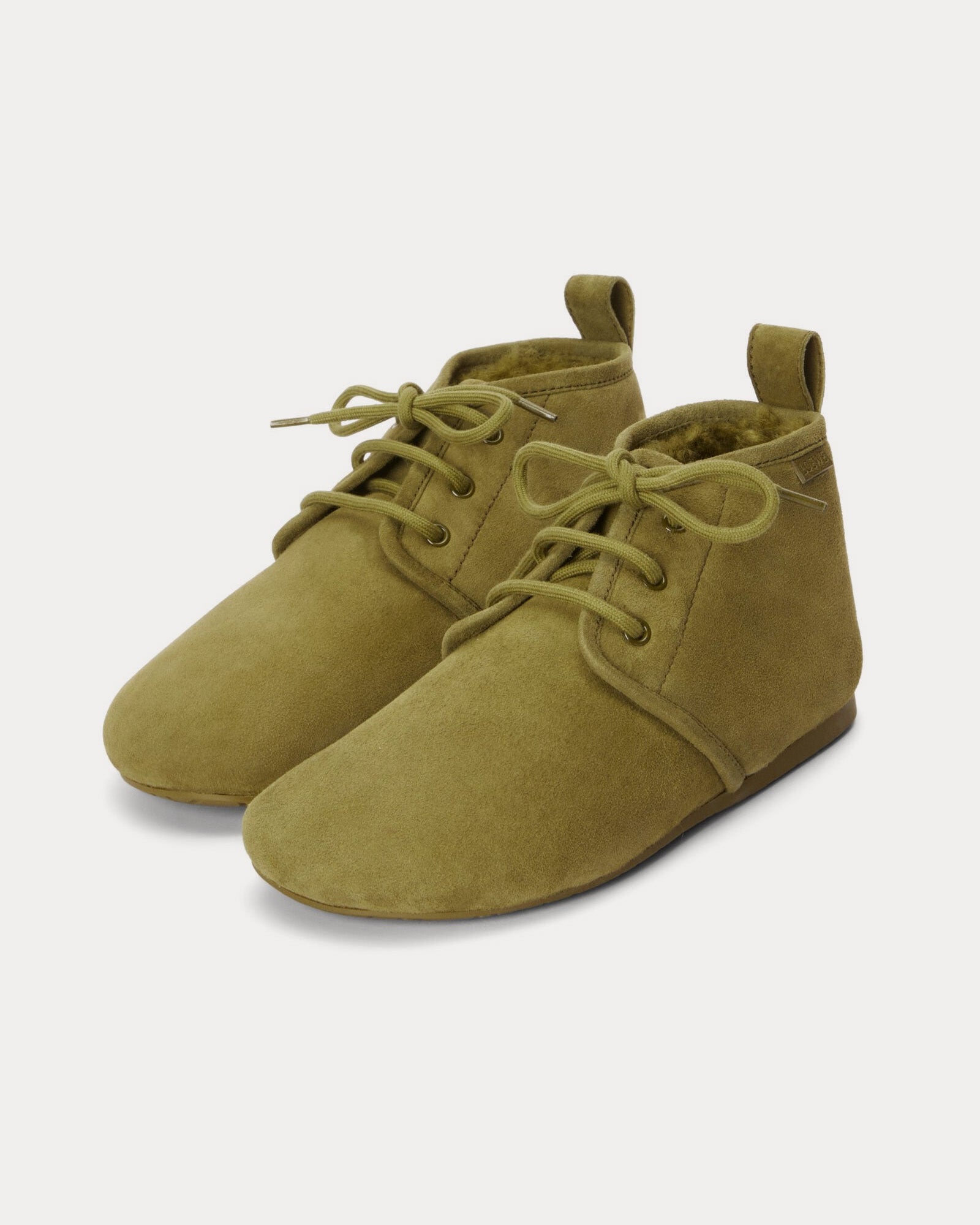 Loewe Women's Lago Suede & Shearling Olive Green Booties