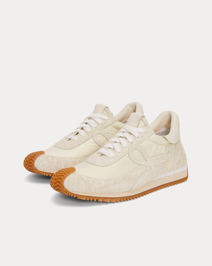 Loewe Flow Runner Nylon & Suede Canvas / Soft White Low Top Sneakers ...