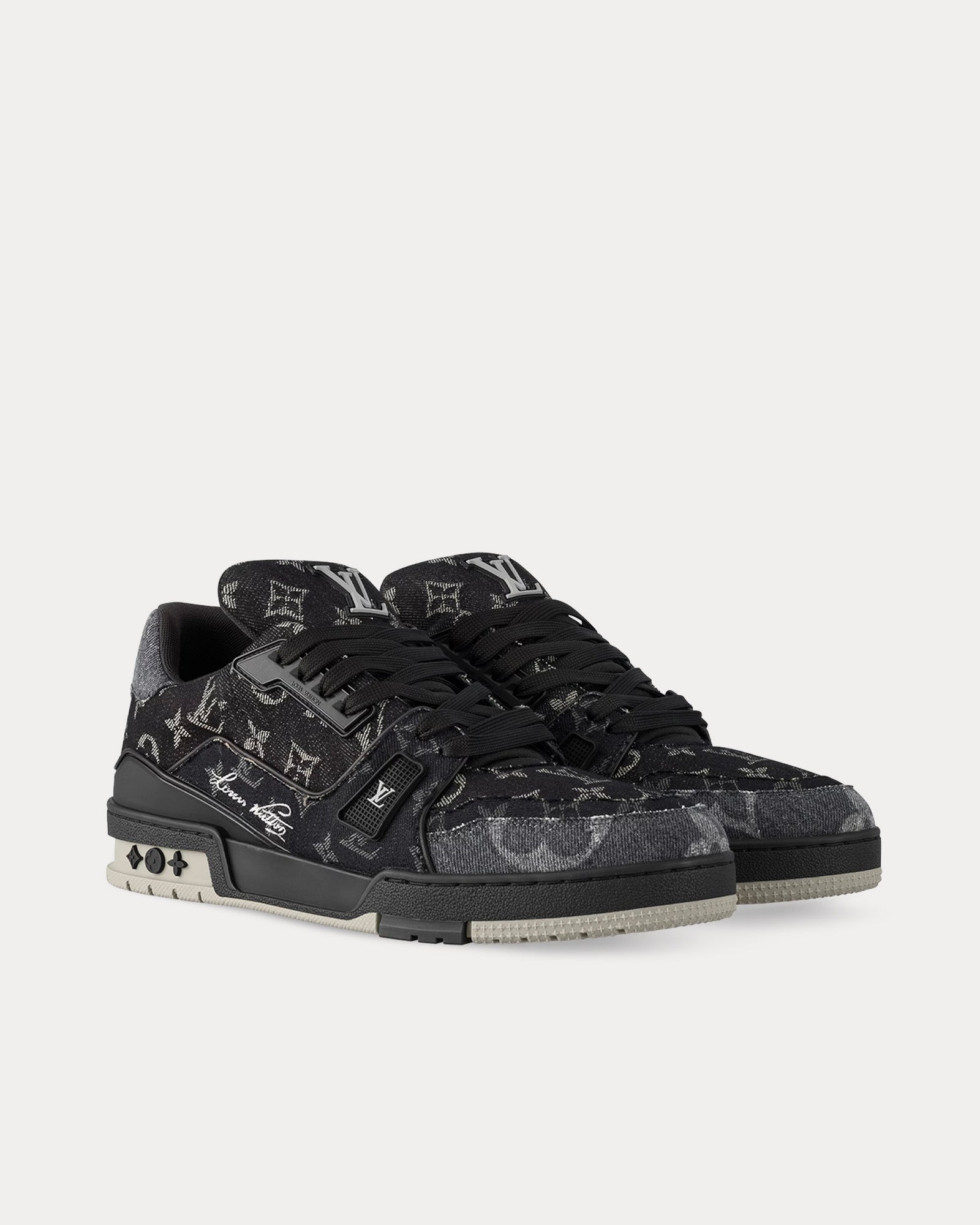 Louis Vuitton Men's LV Trainer Monogram Denim Black Low Top Sneakers
