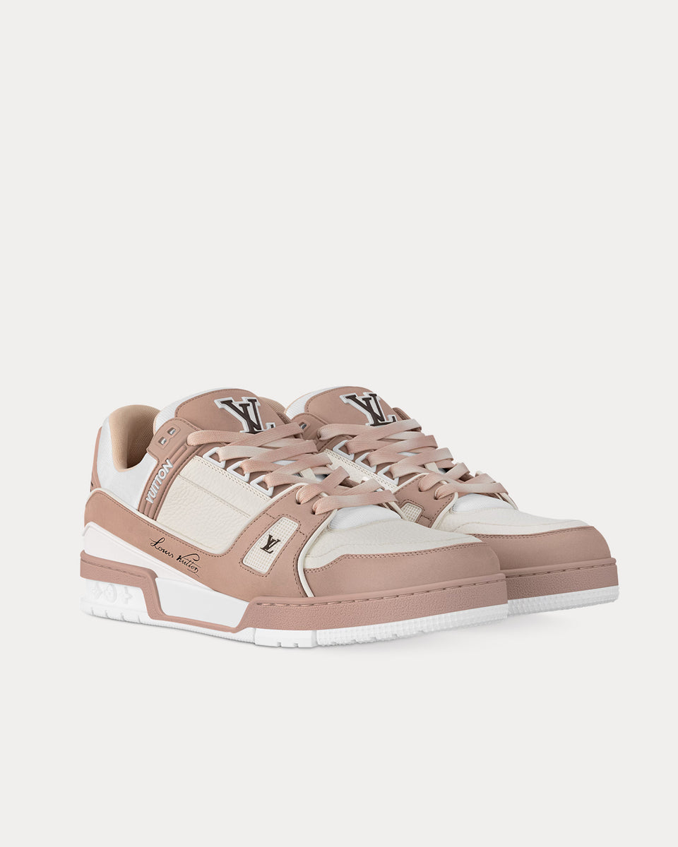 Louis Vuitton LV Trainers Nubuck & Grained Calf Leather Rose Low Top ...