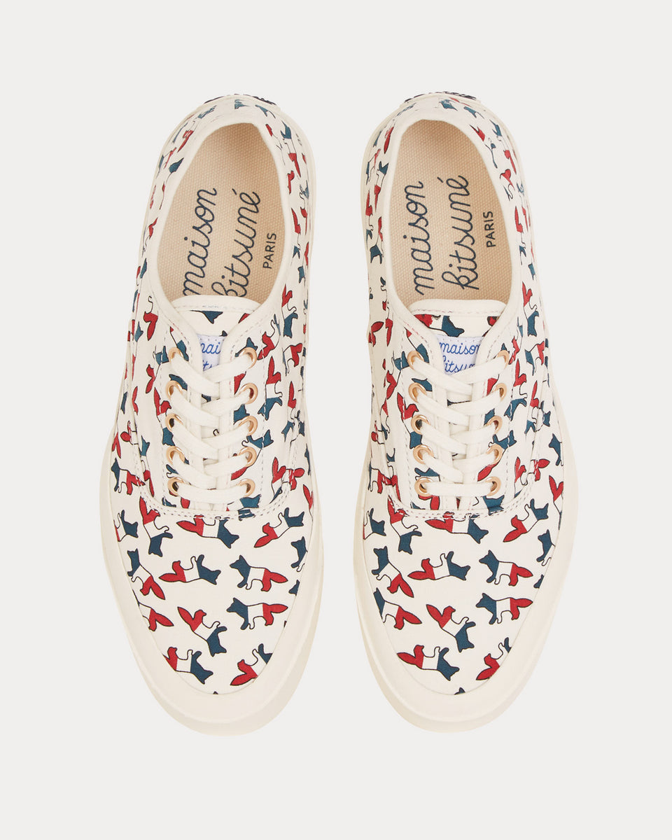 Maison Kitsuné All Over Tri-Color Fox Laced Canvas White Low Top ...