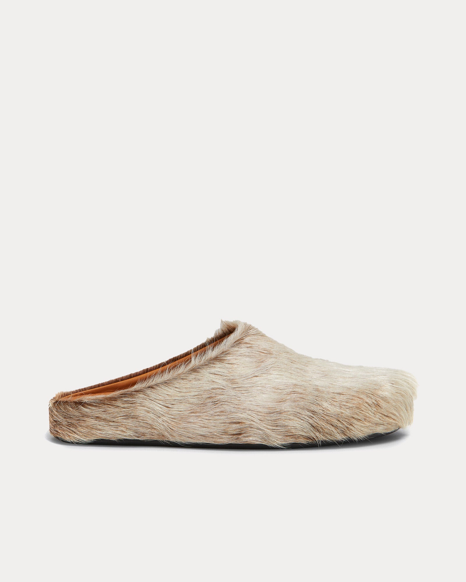 Marni Men's Fussbett Longhair Calfskin Soft Beige Sabot Mules
