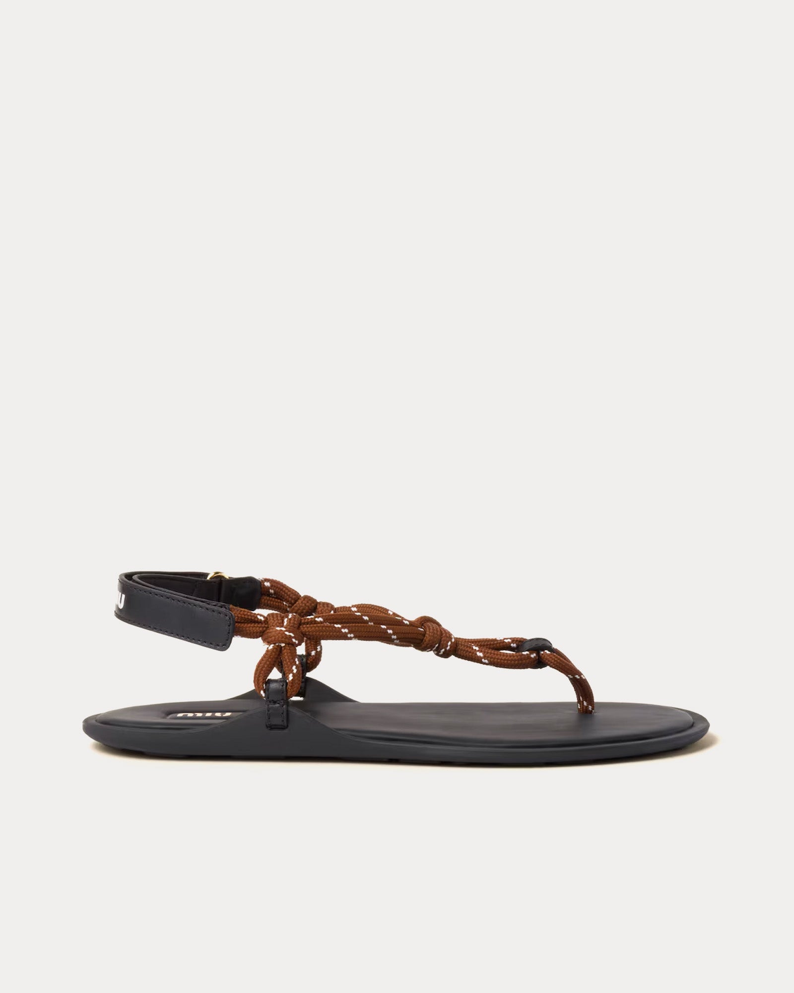 Miu Miu Riviere Cord & Leather Tobacco Sandals - Sneak in Peace