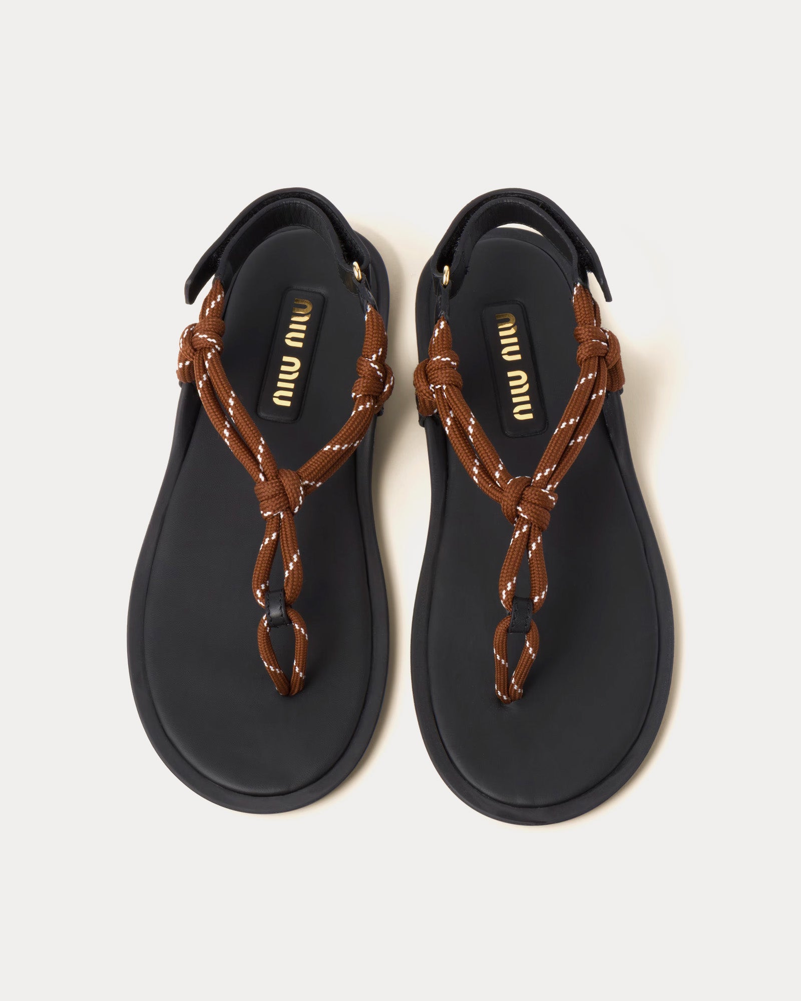 Miu Miu Riviere Cord & Leather Tobacco Sandals - Sneak in Peace