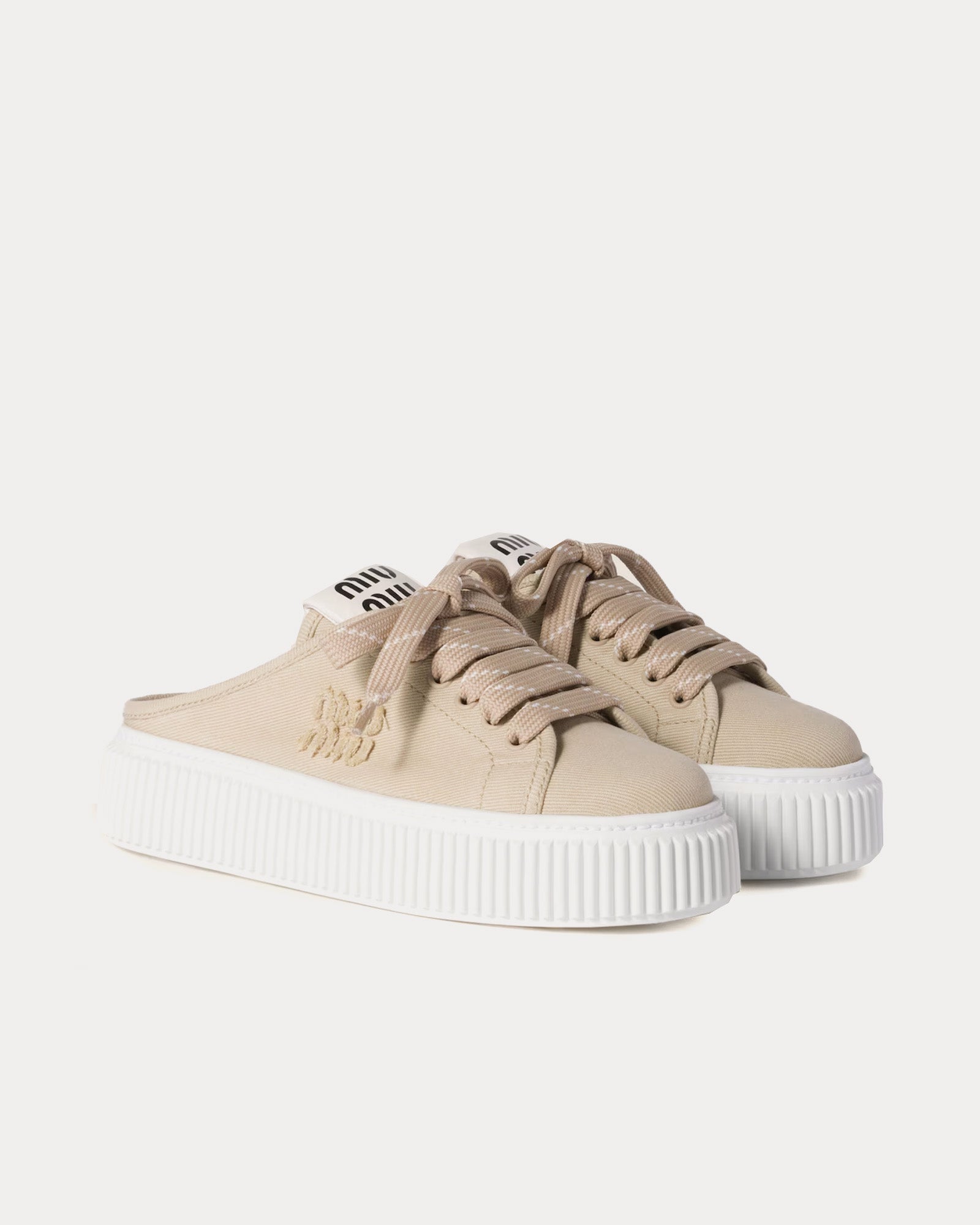 Miu Miu Women's Denim Colonial Beige Mules