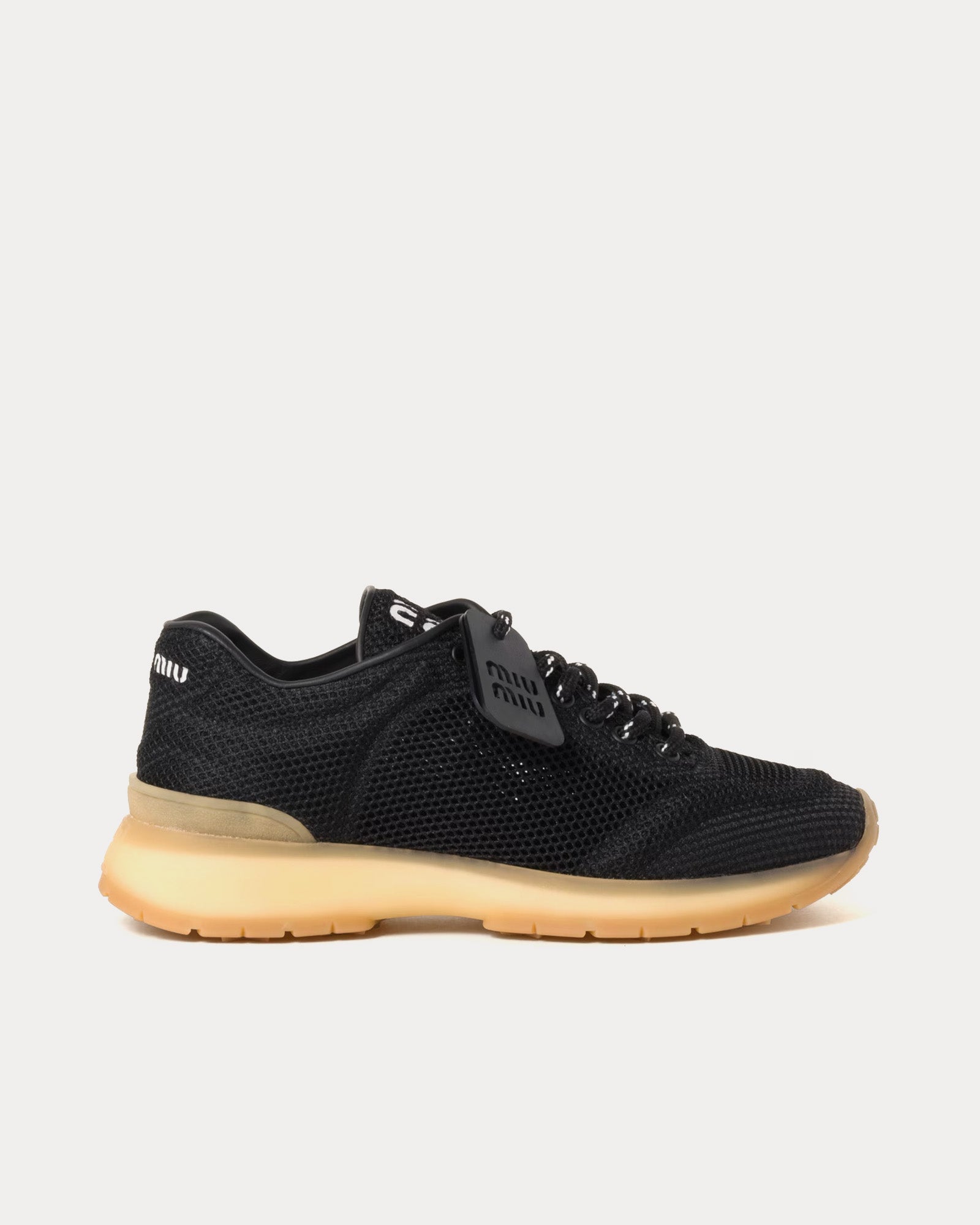 Miu Miu Women's Fabric & Mesh Black Low Top Sneakers & Trainers