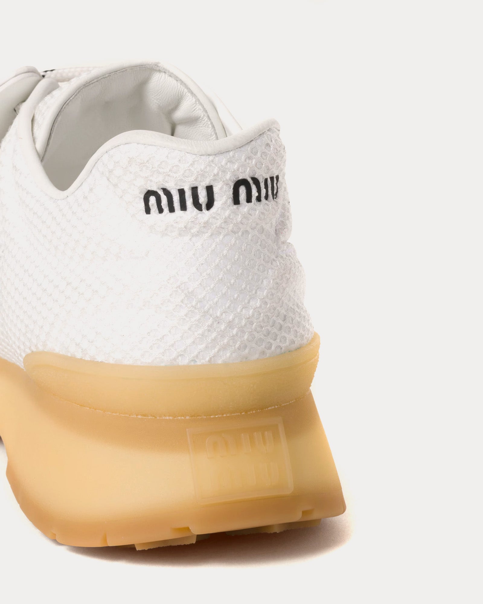 Miu Miu Women's Fabric & Mesh White Low Top Sneakers & Trainers
