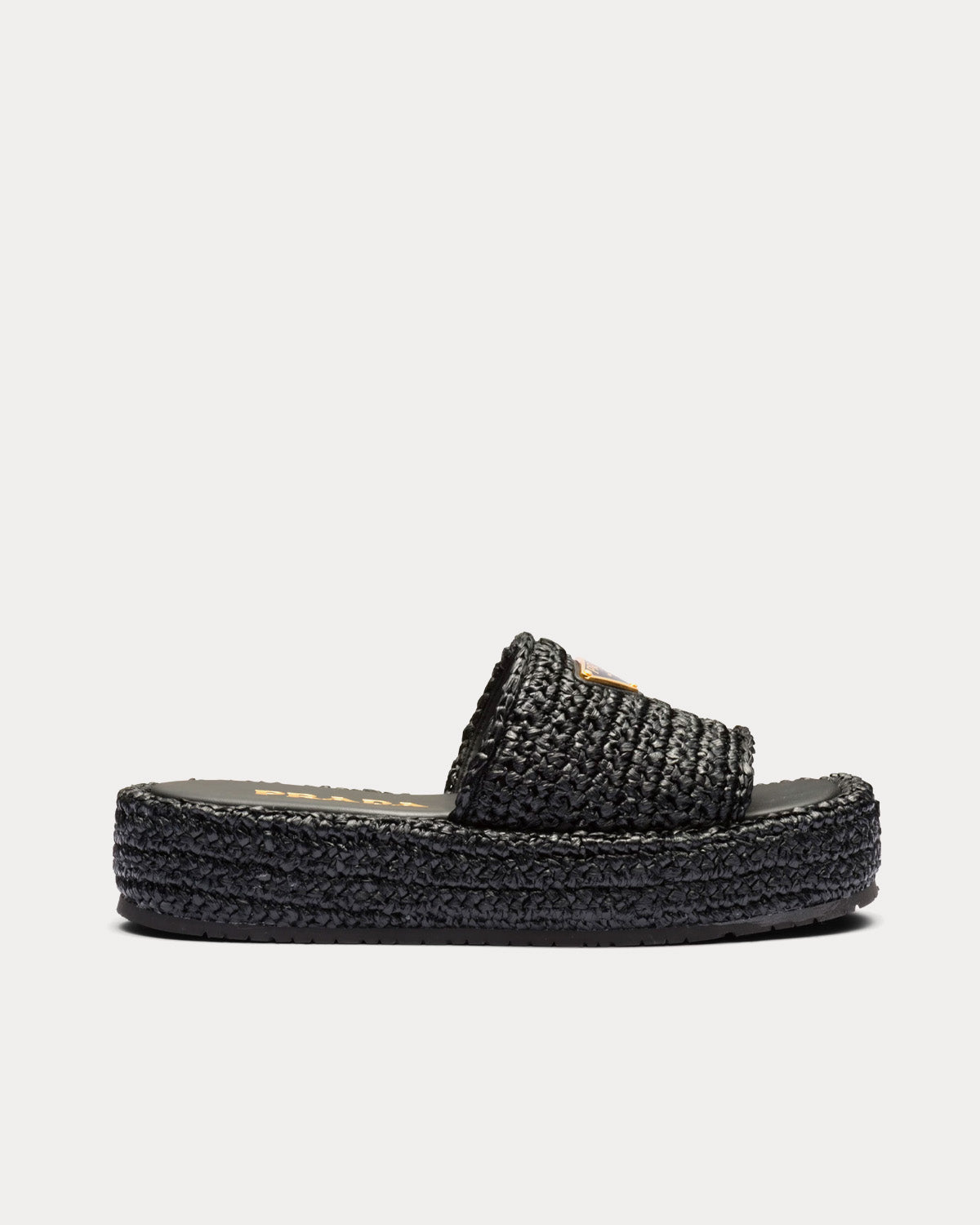 Prada Women's Crochet Flatform Black Slides