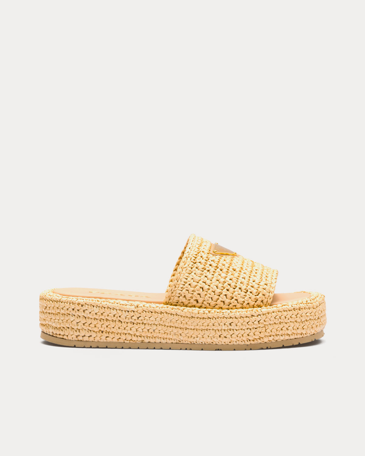 Buy Prada Women's Crochet Flatform Natural Slides