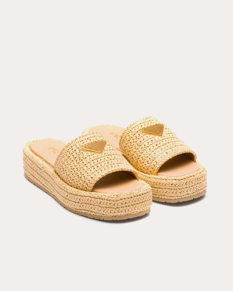 Buy Prada Women's Crochet Flatform Natural Slides