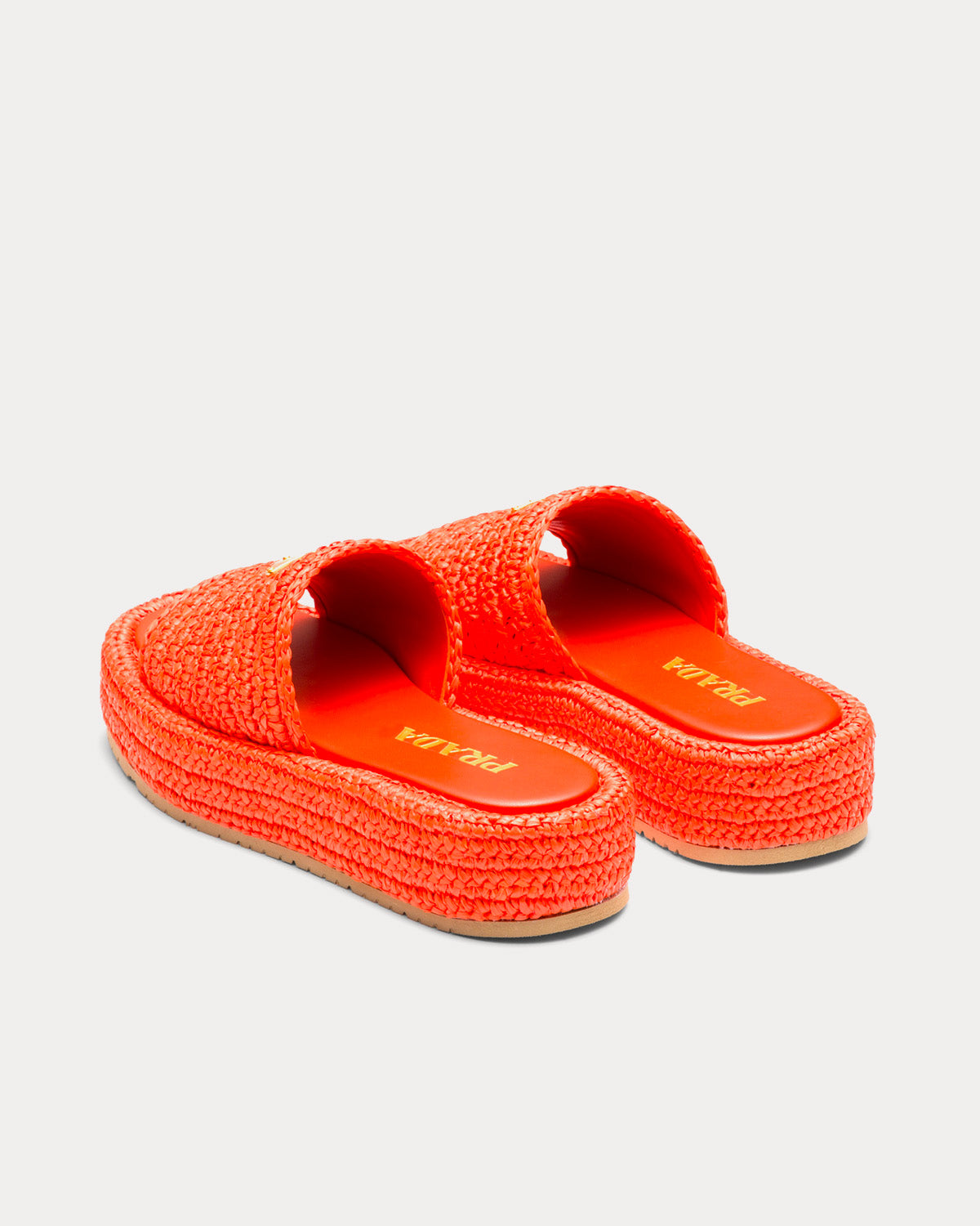Prada Crochet Flatform Orange Slides - Sneak in Peace