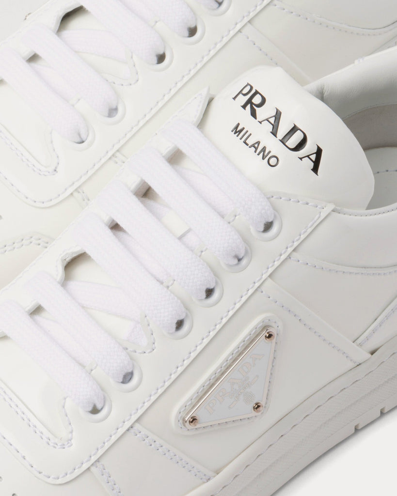 Prada Downtown Patent Leather White Low Top Sneakers - Sneak in Peace