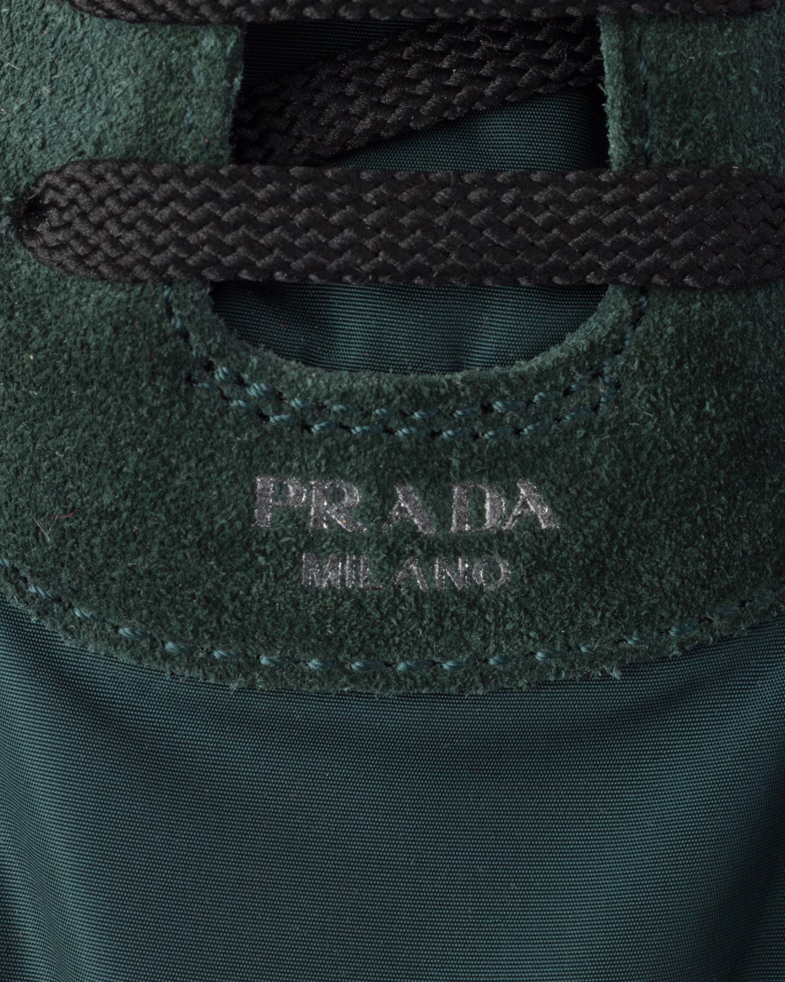 Prada Men's Collapse Re-Nylon & Suede Fir Green Low Top Sneakers