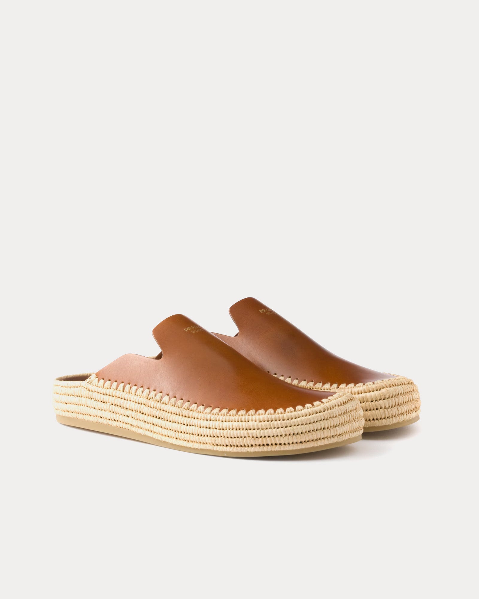 Prada Men's Leather Cognac Mules