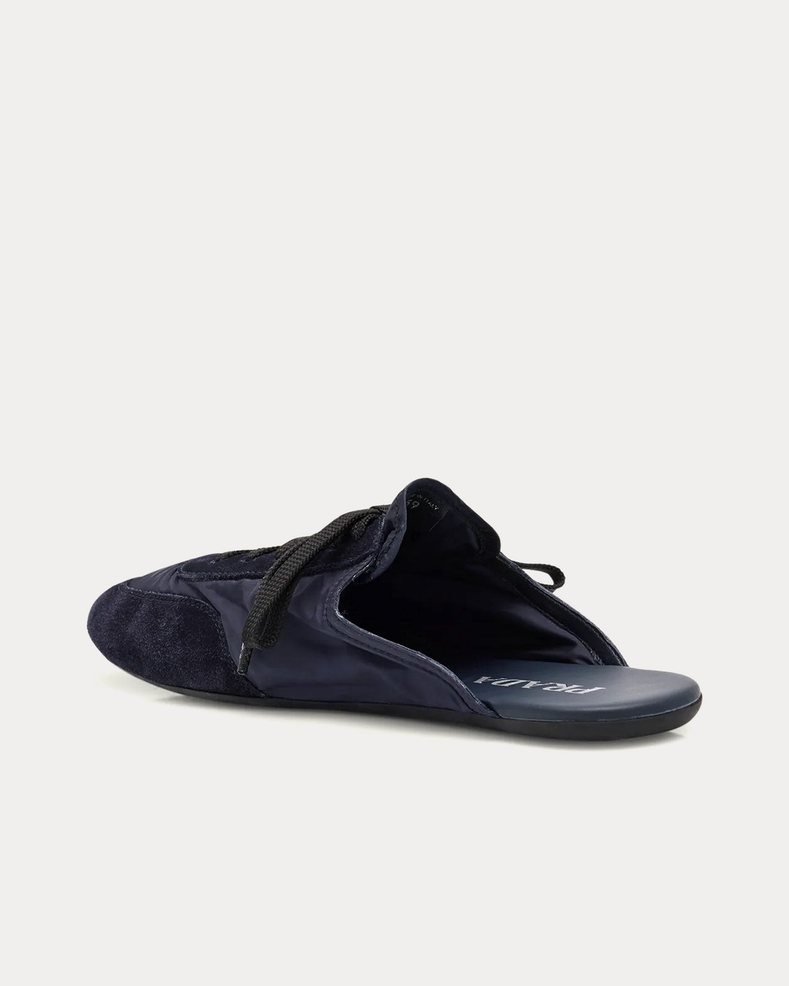 Prada Women's Open-Back Nylon & Suede Bleu Slip on Sneakers & Trainers