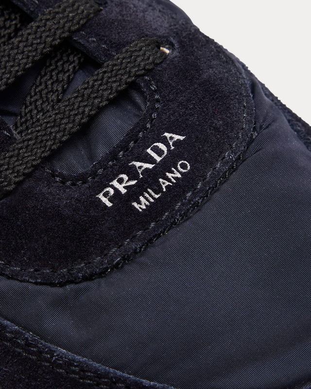 Prada Women's Open-Back Nylon & Suede Bleu Slip on Sneakers & Trainers
