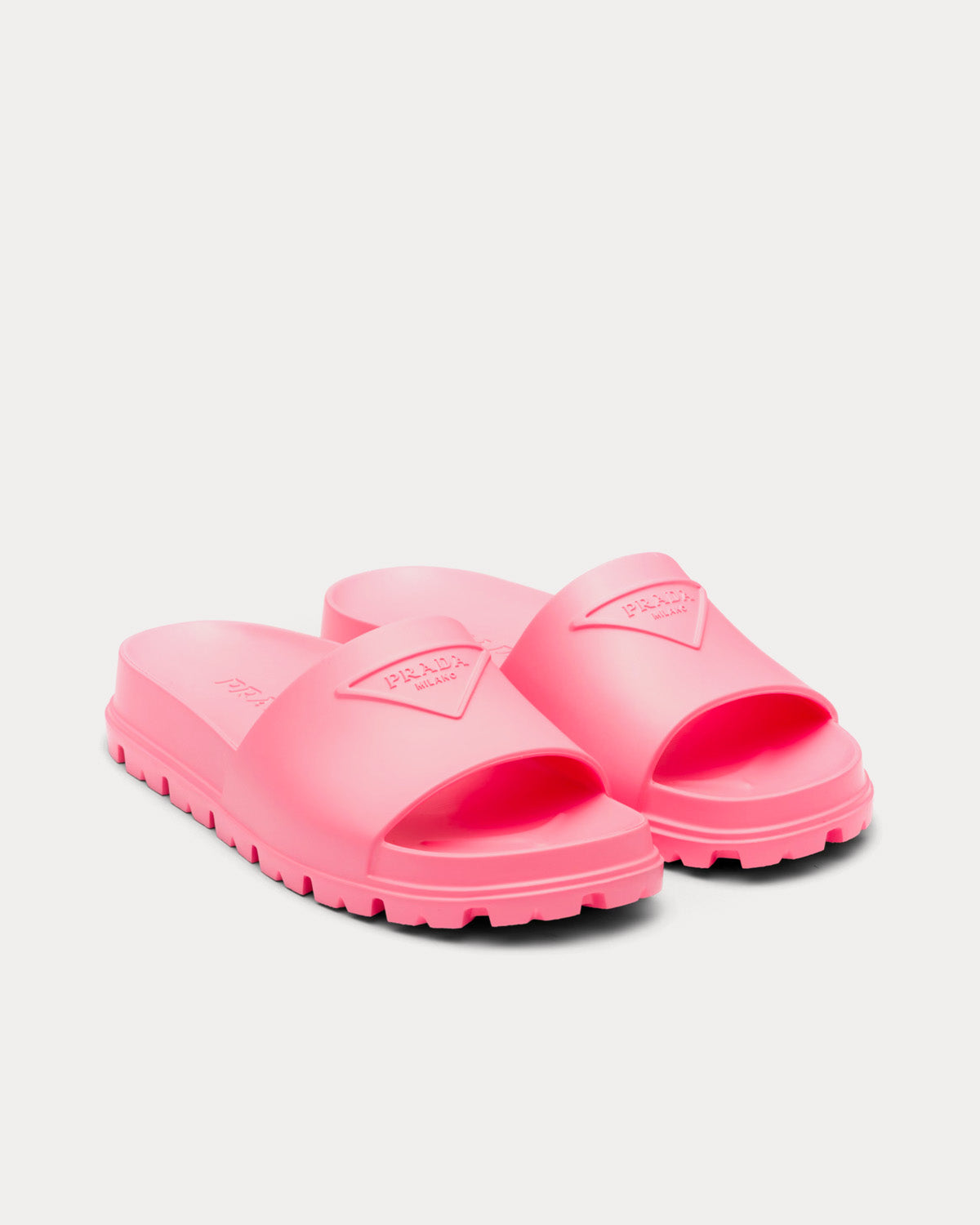 Prada Women's Rubber Begonia Pink Slides