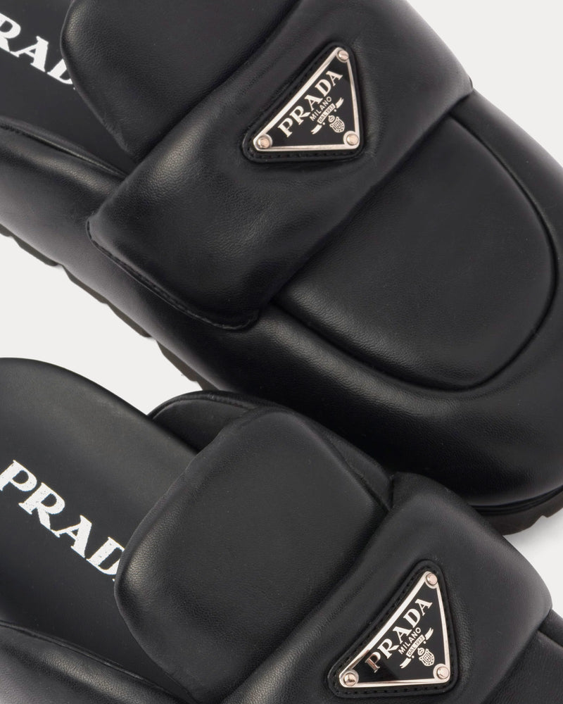 Prada Women's Soft Padded Nappa Leather Black Sabots