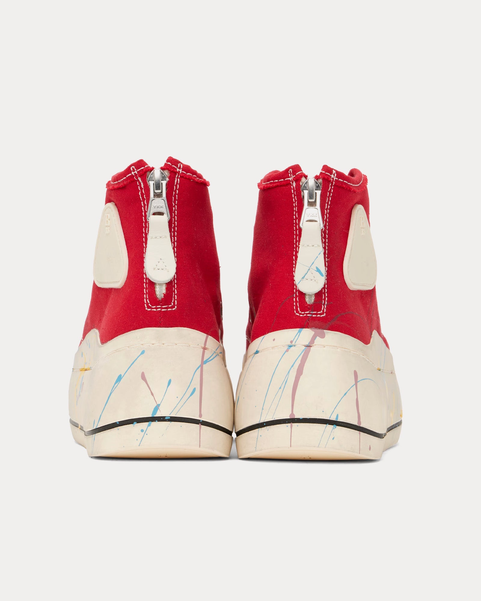 R13 Women's Kurt Paint Splatter Canvas Red High Top Sneakers & Trainers