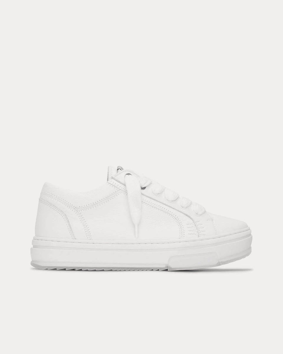 Represent HTN Low Tumbled Leather Flat White Low Top Sneakers - Sneak ...