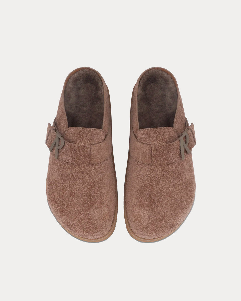 Represent Initial Hairy Suede Brown Mules - Sneak in Peace