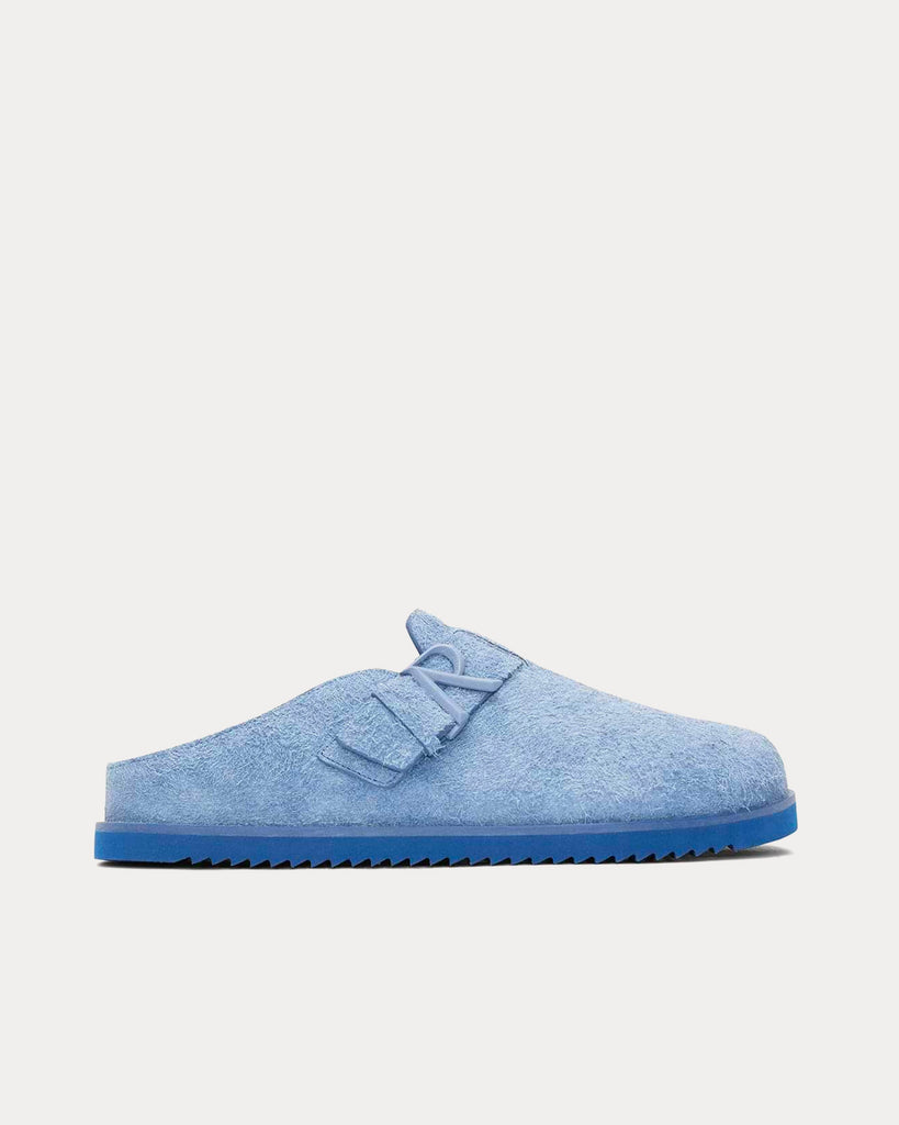 Represent Initial Suede Sky Blue Mules - Sneak in Peace