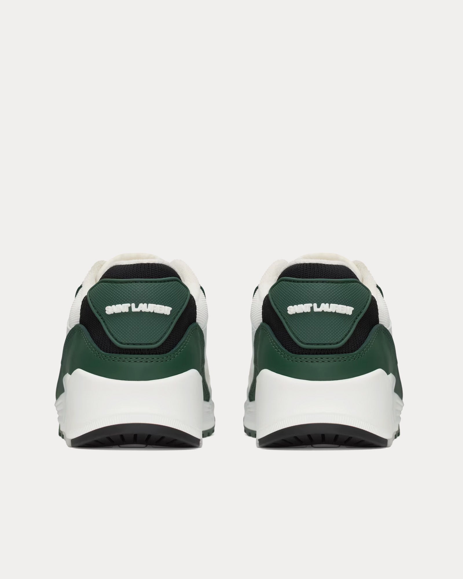 Saint Laurent Men's Bump Smooth Leather White / Dark Basil Low Top Sneakers