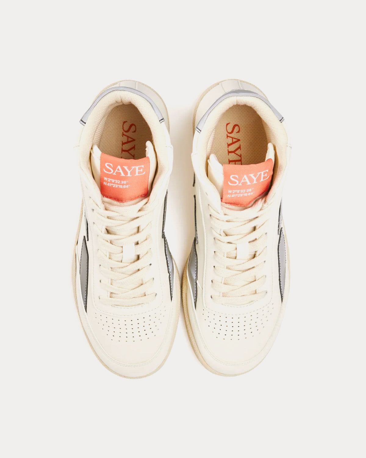 Saye Unisex Modelo '89 Vegan Hi Biker White / Grey High Top Sneakers ...