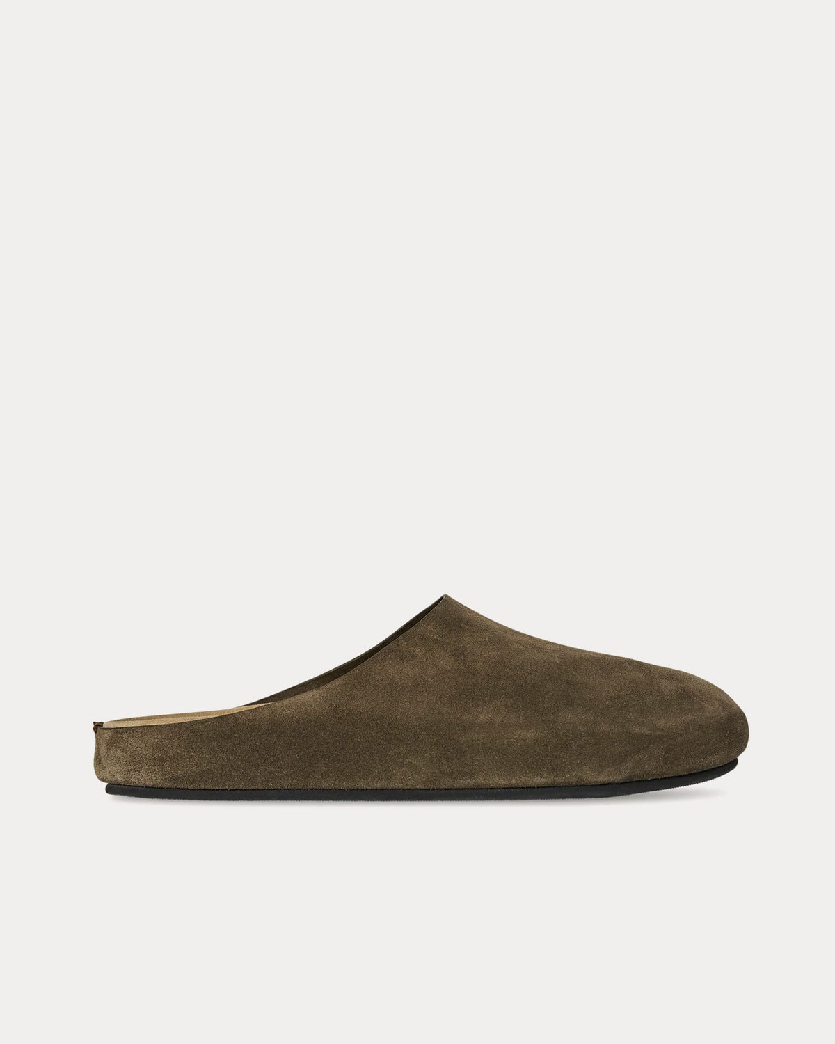 The Row Hugo Slide Suede Ash Clogs - Sneak in Peace