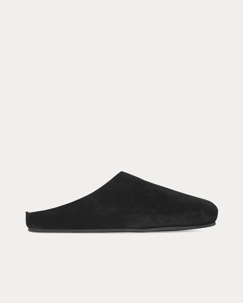 The Row Hugo Slide Suede Black Clogs - Sneak in Peace
