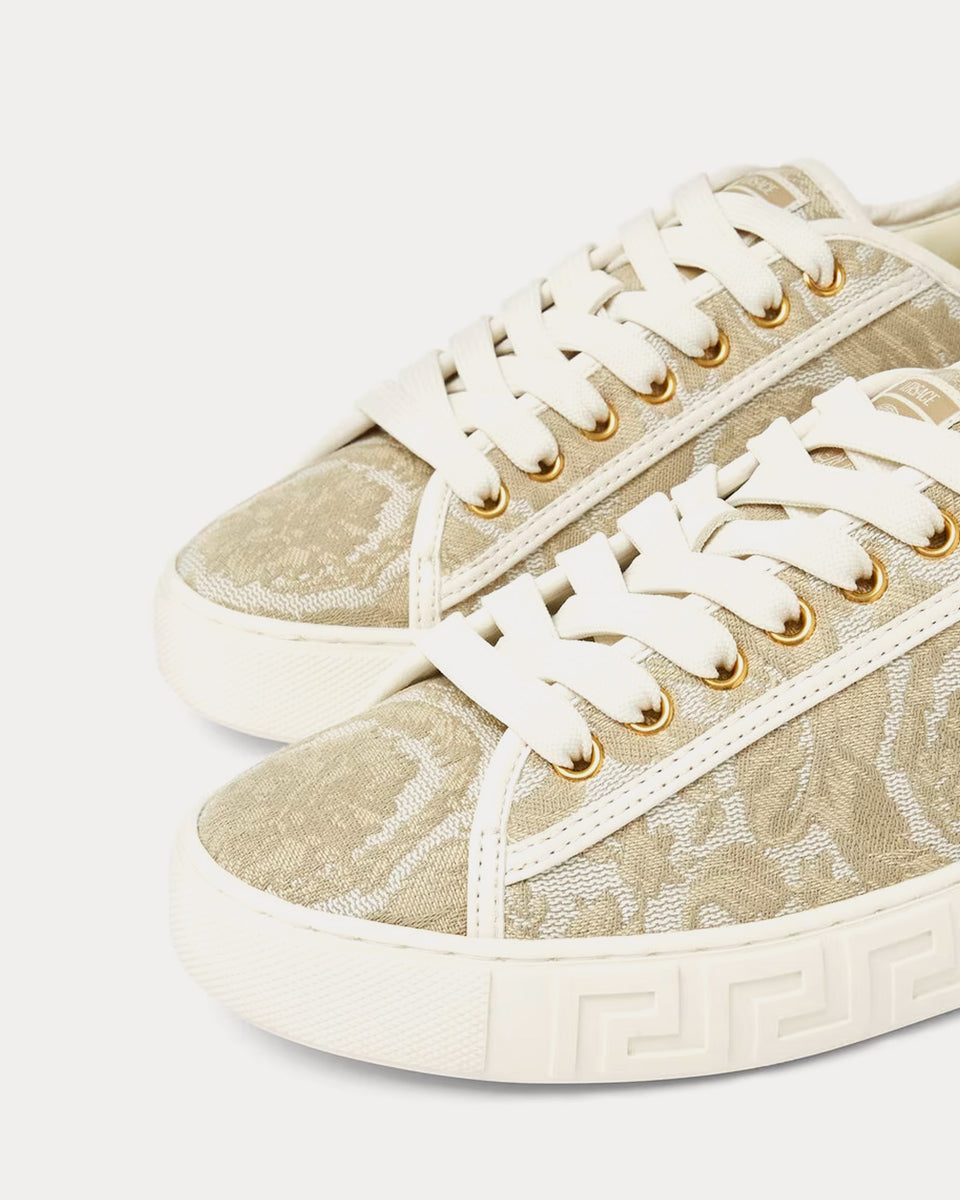 Versace Barocco Greca Print Beige Low Top Sneakers - Sneak in Peace
