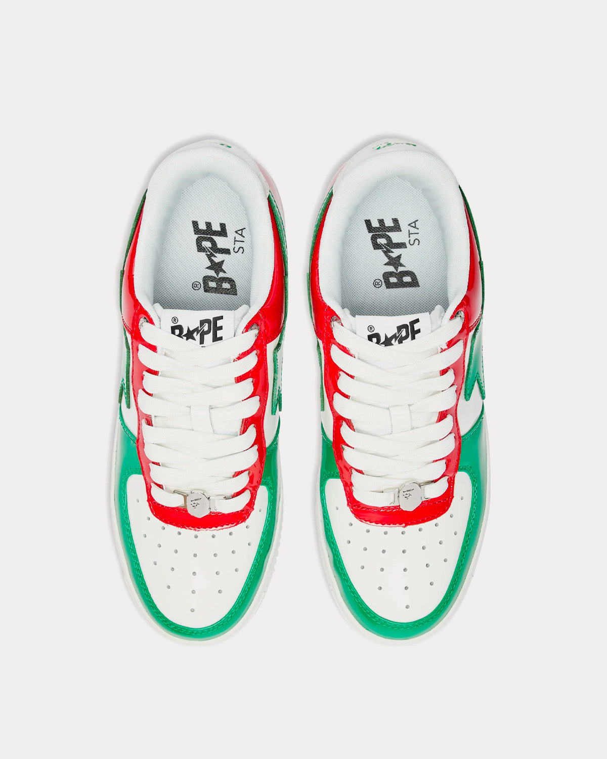 A Bathing APE BAPE Sta M1 White / Green / Red Low Top Sneakers - Sneak ...