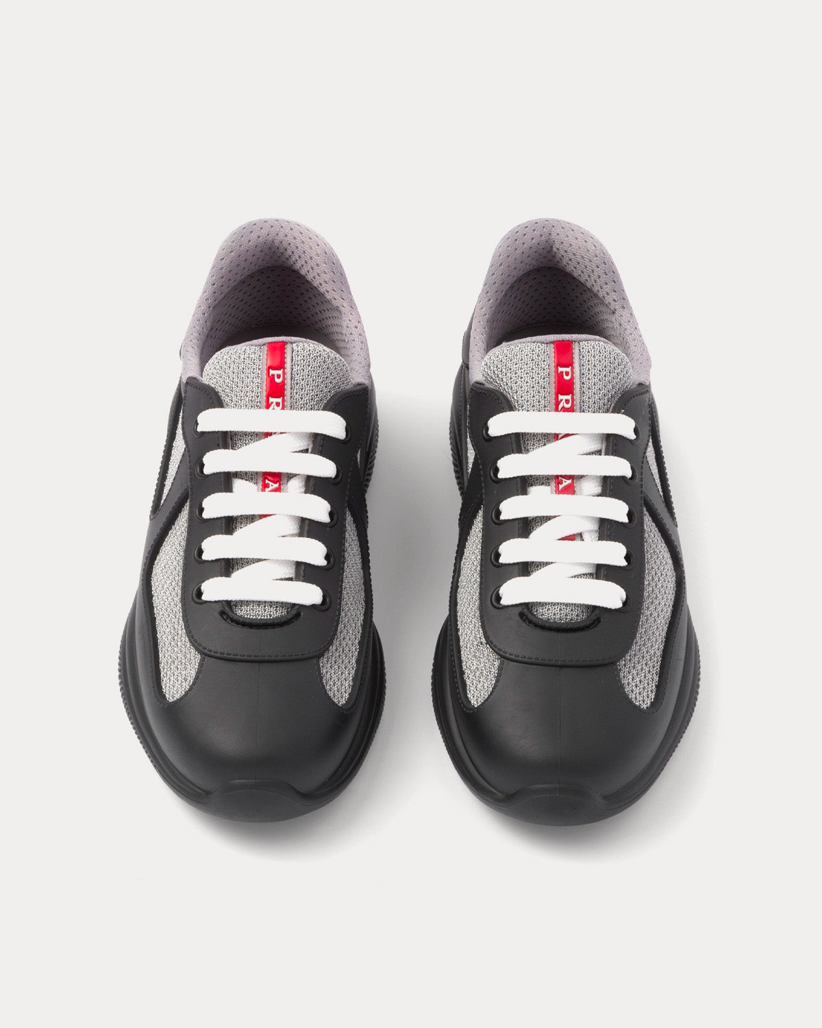 Prada Men's America's Cup Soft Rubber & Bike Fabric Black Low Top Sneakers
