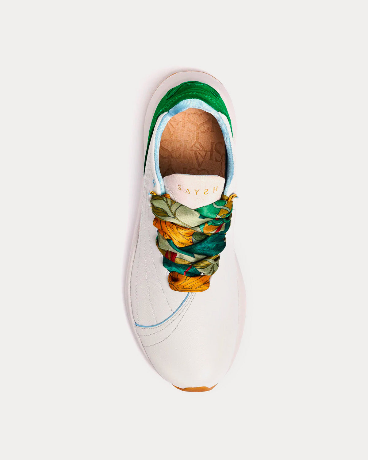 Saysh Women's Two White / Green Low Top Sneakers